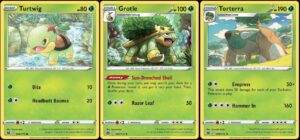 torterra 008/172 brilliant stars - rare - evolution pokemon 3 card lot - grotle turtwig