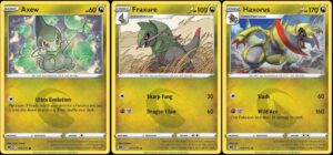 haxorus 112/172 brilliant stars - evolution pokemon 3 card lot - dragon type