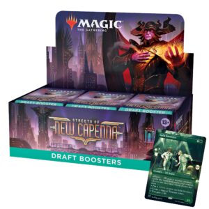 magic: the gathering streets of new capenna draft booster box | 36 packs + 1 box topper (541 magic cards)