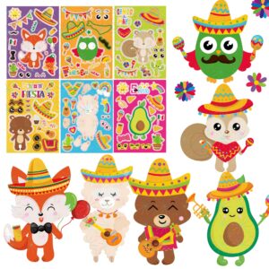 mexican cinco de mayo animal stickers 36pcs holographic party favor supplies