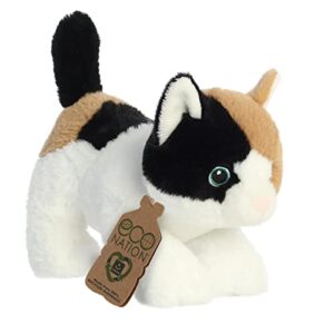 aurora® eco-friendly eco nation™ calico cat stuffed animal - environmental consciousness - recycled materials - white 8.5 inches