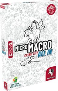 micromacro: crime city 3: all in – board game by pegasus spiele - 1-4 players – board games for family – 15-45 minutes of gameplay – games for game night – teens and adults ages 14+ - english version