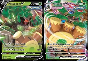 rillaboom v & vmax - 023/264 fusion strike - pokemon ultra rare 2 card lot