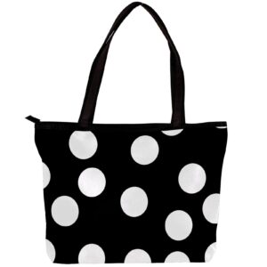 miningcase tote bag shoulder bags white black polka dot handbags for women with inner pouch