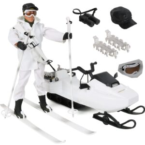 click n' play action figure military snowmobile 15 piece set, military action figures and army toys for boys 8-12