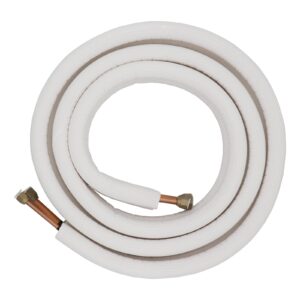 mqidlfe line set, 16ft copper aluminum 1/4" & 3/8" tubing for 12000 btu mini split ac heat pump system, white