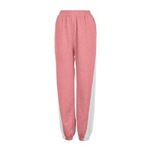 high waist jogger pants for women with pocket colorblock sweatpants cinch bottom elastic waist lounge workout trousers