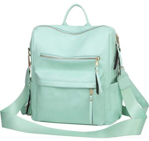 iblue fashion backpack purse for women convertible travel shoulder bag pu leather satchel handbags,#b31(green)