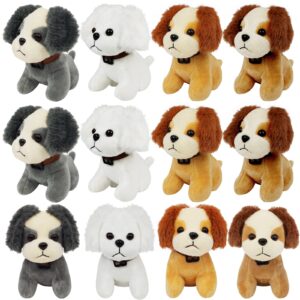 12 pcs puppy stuffed animal bulk small dog plush animals cute stuffed dog party favors for kids boy girl goodie bag fillers carnival prizes valentine birthday party gift, 4.7 inch (lovely style)