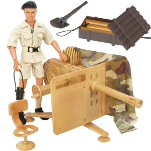 click n' play action figure wwii field gun 5 piece set, military action figures and army toys for boys 8-12