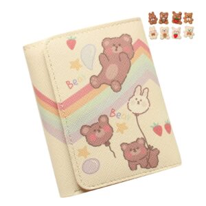 jellyea kawaii bear wallet cute cartoon card holder small wallet purse anime girls front pocket folded wallet (2)