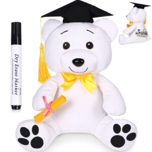 zomiboo graduation autograph stuffed animal 2025 smooth fabric stuffed toy with congrats grad plush autograph stuffed animal with black marking pen for graduate student party(canvas dog)