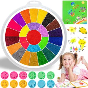 funny finger painting kit for kids, 25 colors washable & non-toxic finger drawing toys and picture album educational tool kit for diy craft