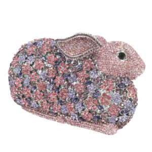 rabbit bunny women crystal evening bags and clutches formal party dinner rhinestone minaudiere purse and handbag (a)