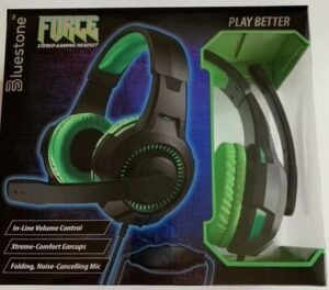 green and black gaming head set