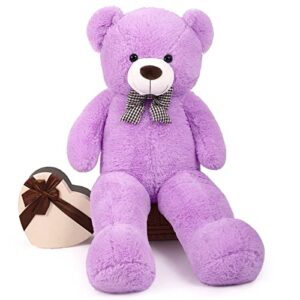 snowolf 1.2m giant teddy bear plush toy 4ft big cuddly stuffed animals doll gift for valentines kids girlfriend (purple, 47 in/120cm)