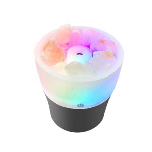 mini humidifier, 150ml small cool mist humidifier with himalayan salt, usb desktop personal humidifier for bedroom, office, home, led color changing light, auto shut-off, 2 mist modes, super quiet