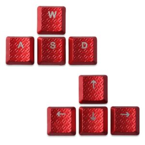 texture tactility backlit keycaps replacement suitable for logitech g813/g815/g913/g915 tkl rgb mechanical gaming keyboard (wasd+arrow keys) (red)