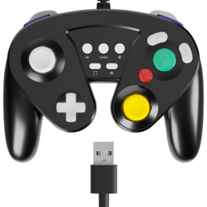 talkworks wired gamecube controller - gaming controller compatible with nintendo switch - usb-a connection - nintendo switch controls and turbo function - 9ft cable - black