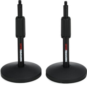 gator frameworks (2) pack of desktop mic stands with (2) 10-ft xlr cables; (gfw-mic-desktop-2pk)