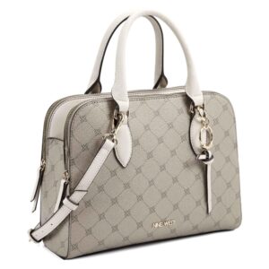 nine west cyra satchel, hazel logo/milk