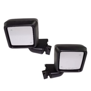 kool vue driver & passenger side power heated mirrors for jeep wrangler 2018-2023 with blind spot monitor textured