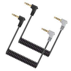 2 pack cable 3.5mm male to male coiled right angle microphone cord audio converter adapter splitter compatible phone smartphones tablets with more external