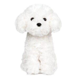 weigedu white toy poodle stuffed animal - bichon frise/maltese/white labradoodle plush toy for kids and babies - perfect birthday & easter gift, 12.6"