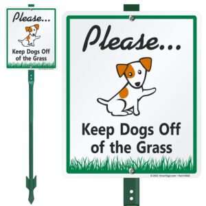 smartsign 12 x 10 inch “please keep dogs off the grass” lawnboss yard sign with 3 foot stake, 40 mil laminated rustproof aluminum, multicolor, set of 1, made in usa