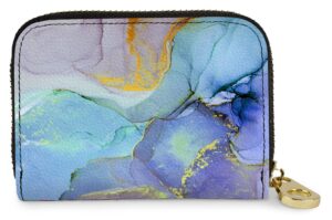 monarque rfid secure armored zipper wallet (blue marble)