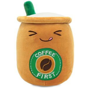 ditucu cute coffee cafe cup boba plush kawaii bubble plushie milk tea pillow soft stuffed animals toys gifts for kids brown 13.7 inch