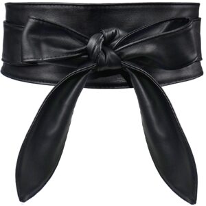 glamorstar wrap belts for women dresses wide leather cinch tie knot waist belts black 137.8in/350cm