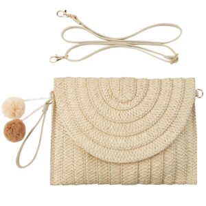 farvalue women's straw shoulder crossbody bag summer woven purse beach straw envelope clutch wallet for women