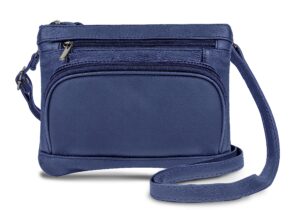 leather wide crossbody bag - super soft & durable crossbody bags for women & men trendy - messenger handbag with adjustable strap (7” l x 9” w)