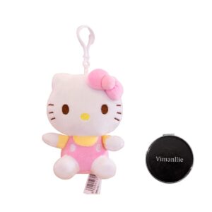 ambealla cartoon keychain pendant doll cute classic plush doll cute accessories key ring pendant (pink)