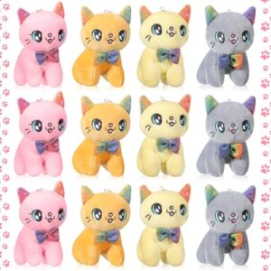 chalyna 12 pcs cute stuffed animal toy 4 inch mini plush mermaid tiger turtle puppy pig alpaca cat ornaments stuffed doll keychain handbag pendant for birthday party favors diy home decor(cat style)