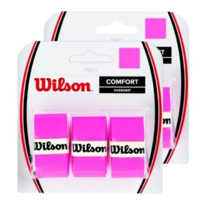 2 of wilson pro overgrip comfort 3 packs (total 6 strips of overgrip) - pink