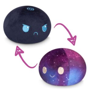 teeturtle - the original reversible ball plushie - galactic + dark blue - cute sensory fidget stuffed animals that show your mood