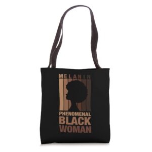 black history month, phenomenal melanin black woman magic tote bag