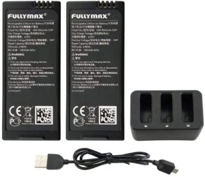 2pcs 3.8v 1100mah lithium battery with 3-in-1 charger for dji tello remote control drone