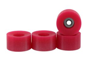 teak tuning apex 71d urethane fingerboard wheels - cruiser style, bowl shaped, 8.7mm diameter - abec-9 stealth bearings - made in the usa - cherry red colorway