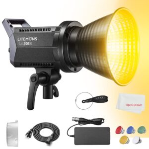 godox la200bi video light, 230ws 2800k-6500k bi-color led light, cri 96+ tlci 97+,11 fx effects,support godox light app for studio portrait photography