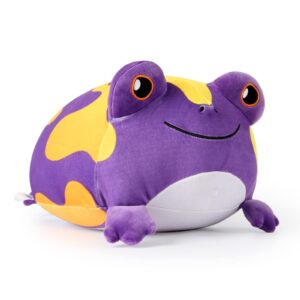 ditucu cute frog plush pillow mommy 14 inch with 2 babies plushie super soft kawaii stuffed animal toys crown frogs decor gifts for kids green (frog family)