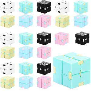 24 pieces cubes toys mini blocks cube bulk gadget sensory toy hand held blocks finger gadget gift for adults anxiety stress relief game(cute style)