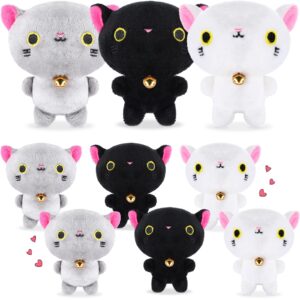 9 pieces mini cat plush stuffed animals bulk cute small stuffed kitten soft cats doll plush toys hanging pendant ornament for diy keychain birthday decoration party favors supplies(bell style)