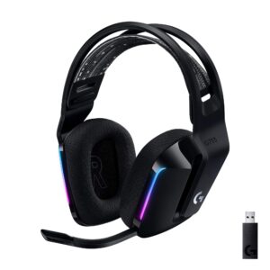 logitech g733 lightspeed wireless gaming headset with suspension headband, lightsync rgb, blue vo!ce mic technology and pro-g audio drivers - blue (renewed)