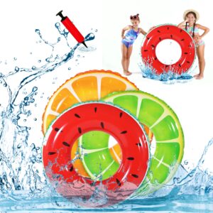 pool floats for kids- inflatable swimming pool floating rings -summer fun fruit swim tube for kids pool floaties - summer outdoor beach water floats party supplies 3 pack