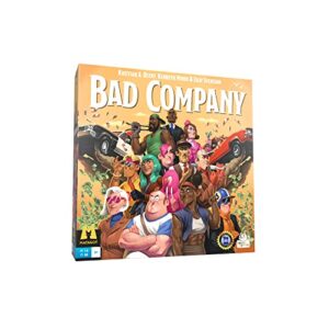 matagot bad company board game | gang heist themed set collection strategy game | fun family game for kids and adults | ages 8+ | 1-6 players | average playtime 30-45 minutes | made by matagot