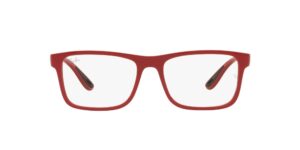 ray-ban rx7205m scuderia ferrari collection rectangular prescription eyewear frames, red/demo lens, 52 mm