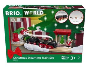 brio world – 36014 christmas steaming train set | 27-piece kid-friendly set | age 3+ compatible | fsc-certified beech wood | complements all brio railway sets & accessories | multicolor